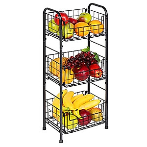 HEOMU Metal Bathroom Shelf Unit, 3 Tier Standing Shower Organizer Caddie with Three Tier Storage Shelving Bathroom Organizer Bins Holds Bath Towels, Soap, Shampoo and Toiletries(Black)