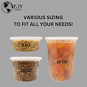 EJY IMPORT Clear Plastic Deli Containers with Lids - Ideal for Soup, Meal Prep & Food Storage, Disposable, Stackable - Safe for Microwave/Dishwasher/Freezer - BPA Free & Leakproof (16 OZ - 48 SETS)