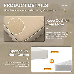 7 PCS Patio Furniture Set Outdoor Patio Furniture with 45-Inch Propane Fire Pit Table Outdoor Couch Patio Chairs Outdoor Conversation Set with Non-Slip Cushions Waterproof Covers, Khaki