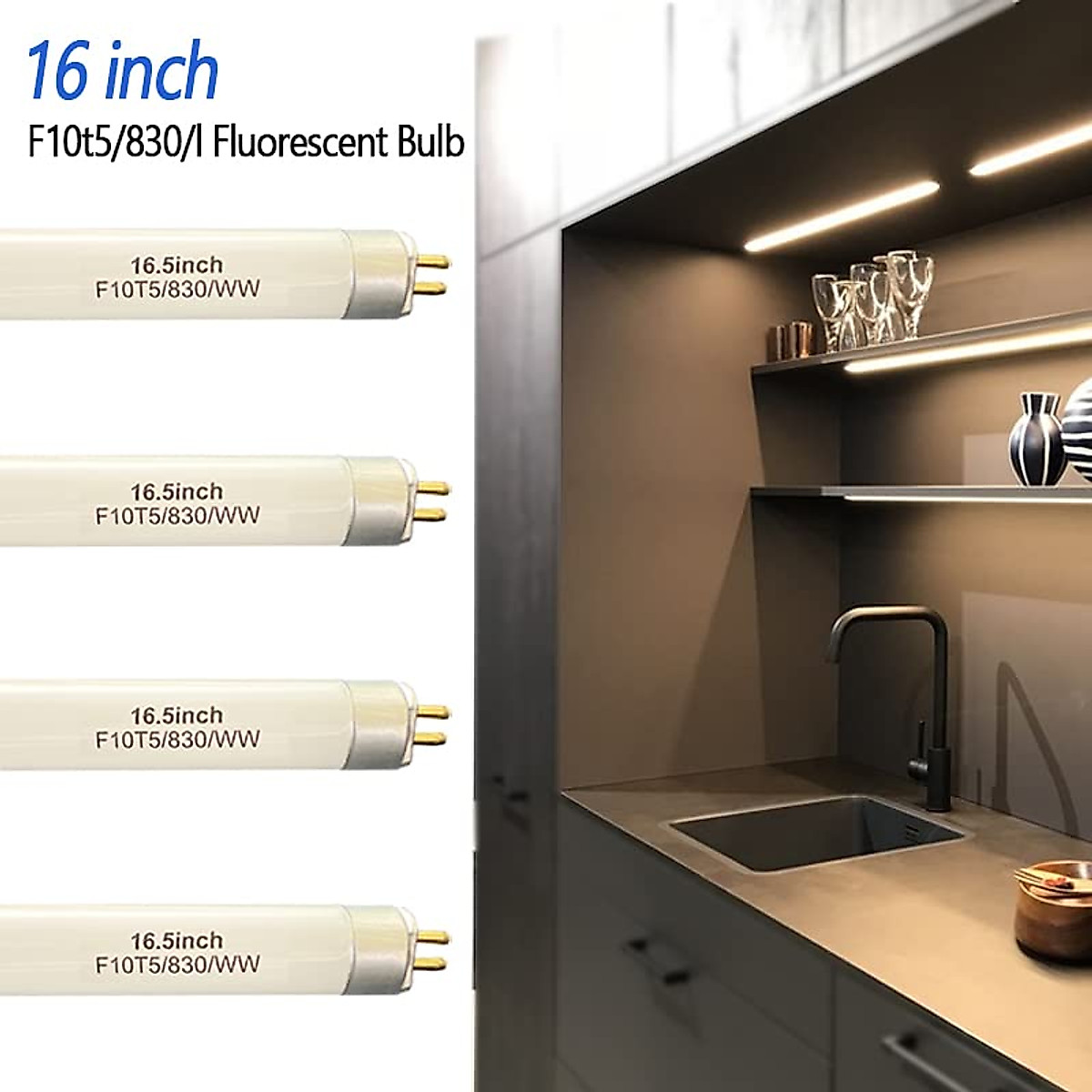 (2pack) 16’’ F10T5/830/L Fluorescent Bulb Replacement Jasco Warm White 10W 3000K Tubes, F10T5-WW Linear Light, 16.5’’ Overall Length