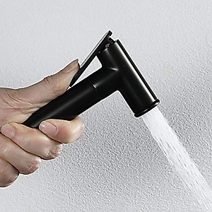 MINJING Handheld Bidet Sprayer Matte Black, Single Cold Water Bidet Sprayer for Toilet, Cloth Diaper Sprayer Kit, Wall Mount Solid Brass Toilet Faucet
