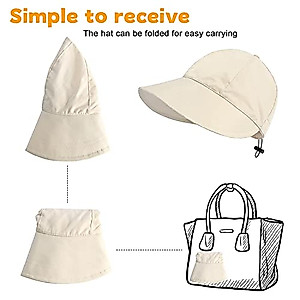 Sun Hats for Women, Summer Beach Sun Hat for Women Wide Brim Visor Fedora Cap UPF50+