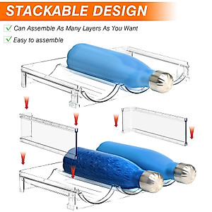 Water Bottle Organizer for Cabinet & Stackable Cup Organizer for Cabinet,3 Tier Cup Organizer for Sports Flask Insulated Travel Mug Fridge, White,Wine Drink Rack for Kitchen Countertop Freezer Pantry