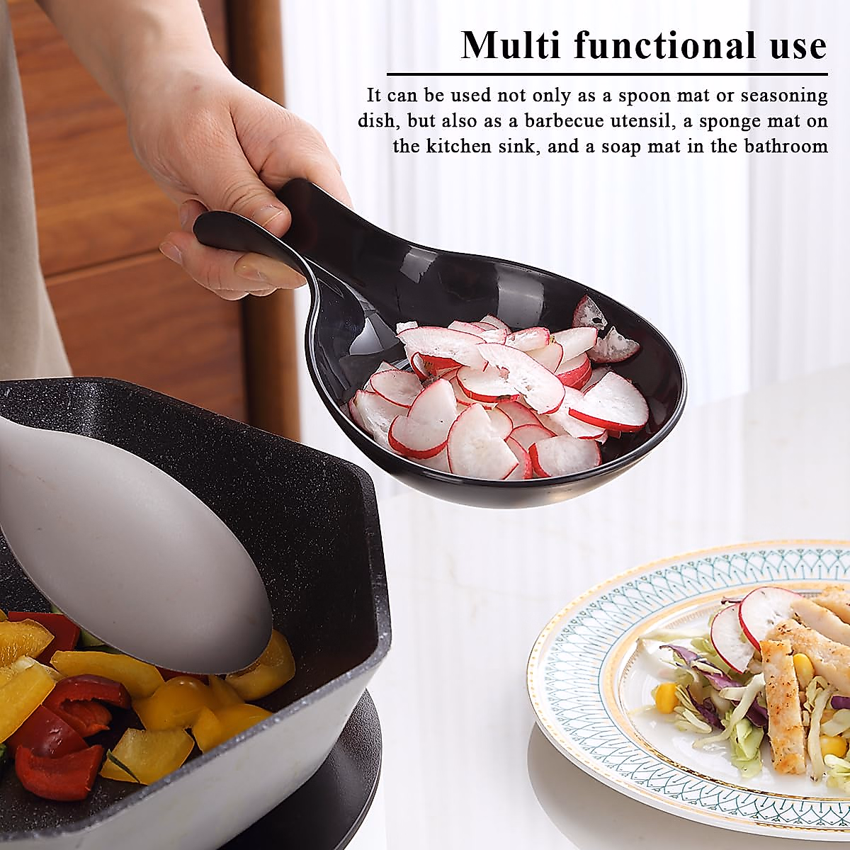 Kyraton Spoon Rest 2 Pack, Plastic Spoon Holder For Kitchen Counter, Kitchen Utensil Rack For Spoons, Tongs, Spatulas, Spoon Rack For Hob, Dishwasher Safe