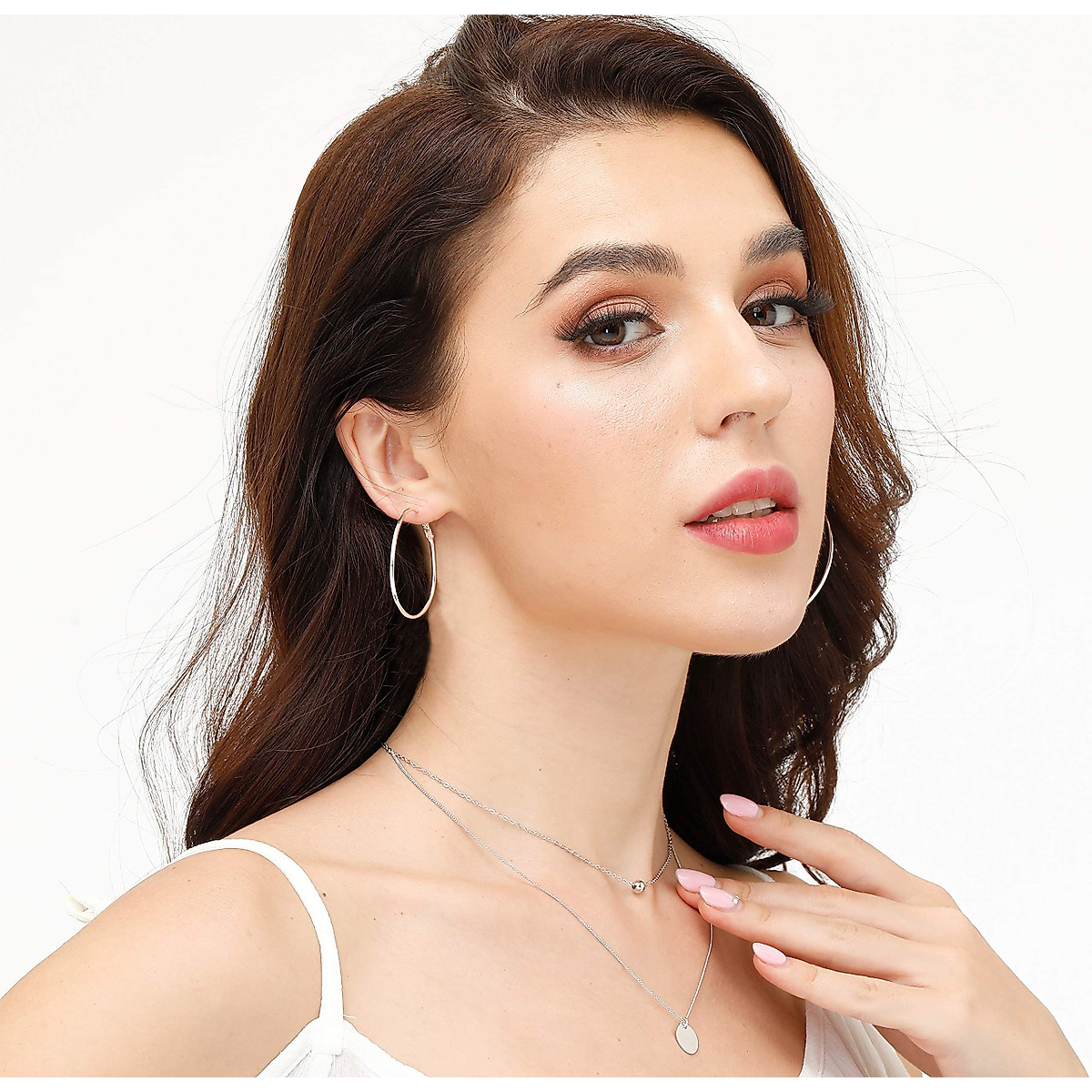 3 Pairs Silver Hoop Earrings-S925 Sterling Silver Hypoallergenic Large Hoop Earrings for Women Valentine's Day Gift 30mm/40mm/50mm