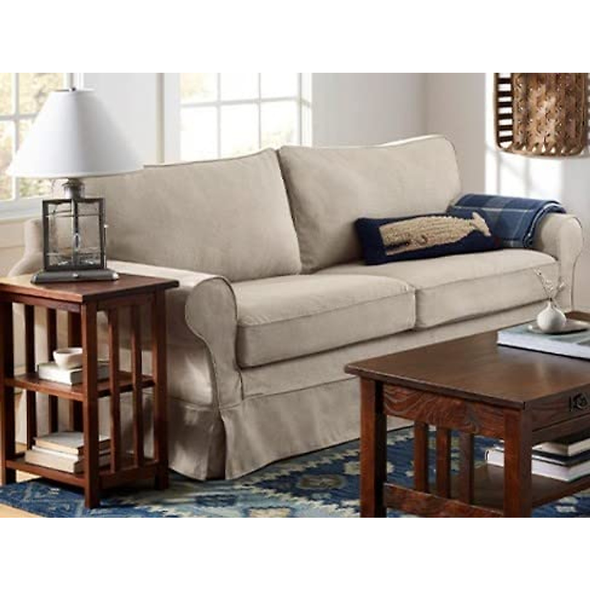 Chandler 4 Corners Artist-Designed Moby Dick Whale Hand-Hooked Wool Decorative Throw Pillow (8” x 24”) Marine Life Pillow for Couches & Beds - Easy Care & Low Maintenance - Nautical & Ocean Pillow