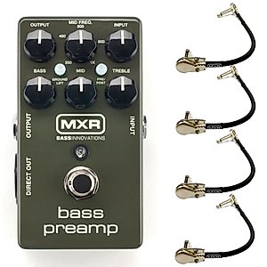 MXR M81 Bass Preamp Effects Pedal Bundle with 4 MXR Right Angle Patch Cables