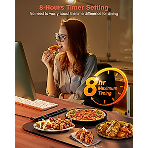 Electric Warming Tray, iTRUSOU Silicone Warming Mat for Food with 7 Temp-Settings, 1-8Hr Auto Shut-Off, Switchable Fahrenheit/Celsius, Upgrade Strap Keep Food Warm at Buffet, Party, Sabbath, Daily Use