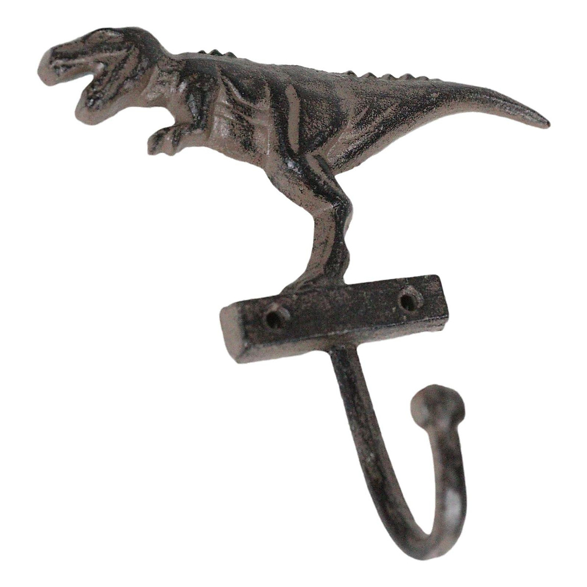Ebros Gift Cast Iron Vintage Rustic Prehistoric Jurassic Era Tyrannosaurus Rex Dinosaur Wall Coat Key Leash Hook Multi-Purpose Hanger Organizer Hooks (1)