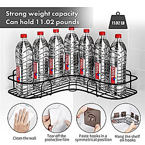 3-Pack Corner Shower Caddy Basket with Soap Dish Hooks, Stainless Steel No Drilling Wall Shelves, Rustproof Black Shower Storage Organizer Holder for Bathroom, Washroom, Toilet, Kitchen