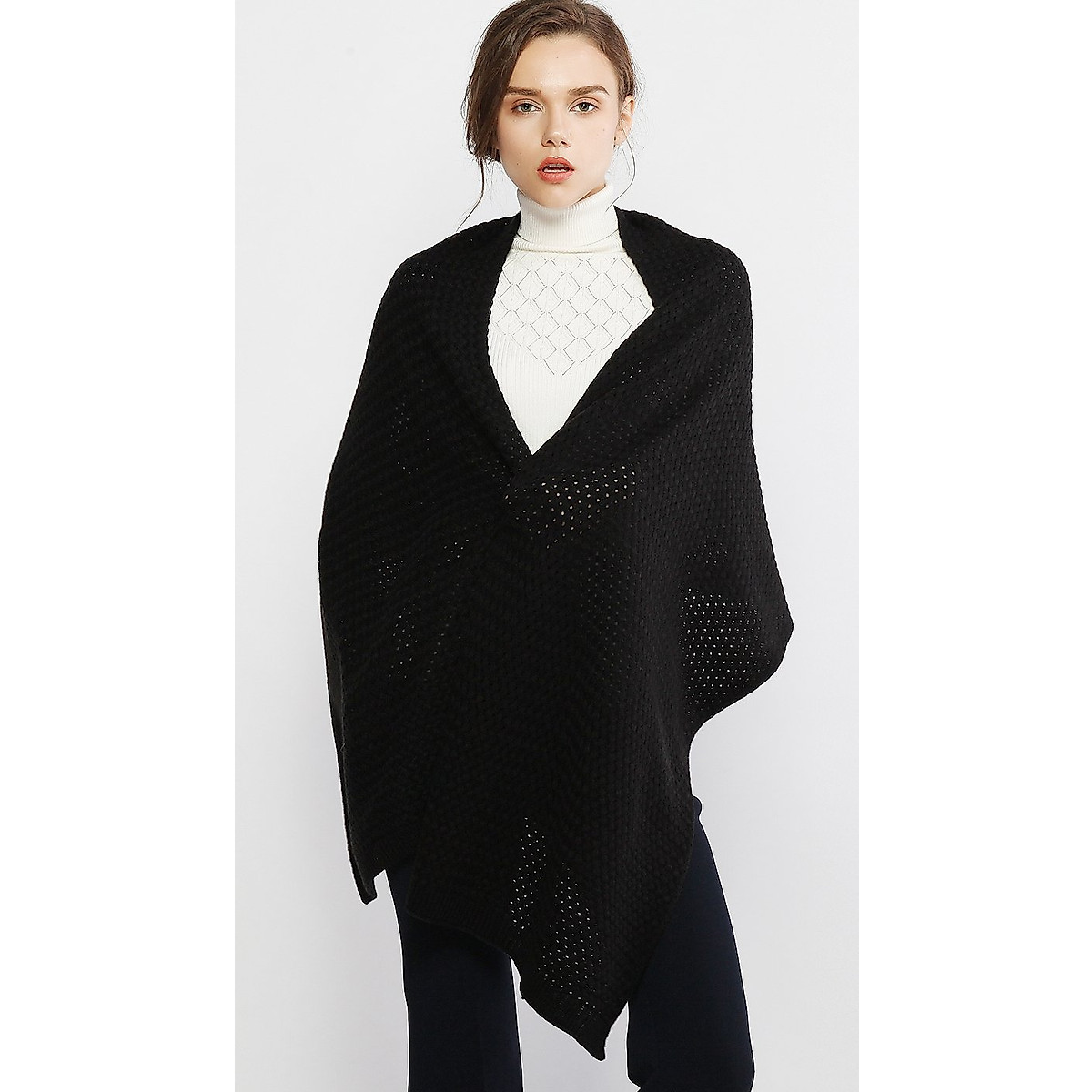 RIIQIICHY Winter Scarfs for Women Cold Weather Chunky Knit Scarf Warm Thick Black Scarf Long Large Oversized Scarves