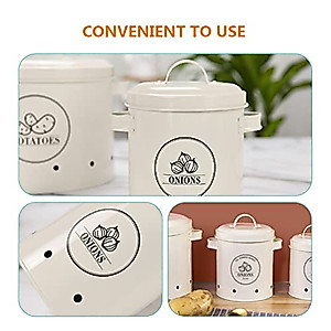 DOITOOL Garlic Storage Bin, Potato Bin, Garlic Keeper, Onion Storage Canister, Kitchen Storage Tins Jars Pots, Food Storage Container with Lids and Aerating Holes