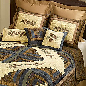 Donna Sharp Pillow Sham - Cabin Raising Pine Cone Lodge Decorative Pillow Cover with Pine Cone Pattern - Standard