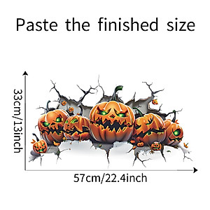 TUOKING Halloween Wall Decals Ghost Pumpkin Wall Stickers Removable Window Murals Peel and Stick Halloween Wall Decoration Party Decor(fun-g16)