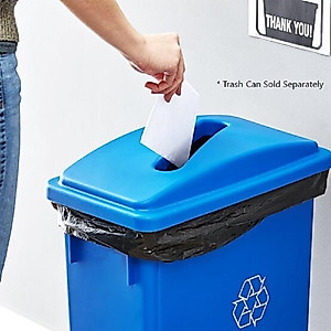 TrueCraftware 23 Gallon Recycle Trash Can Paper Slot Lid only 20-2/3" x 11-3/5" x 6-3/7" Blue Color- Wastebasket Garbage Bin Lid Recycling Bin Cover Kitchen Bathroom Bedroom Office Trash Can