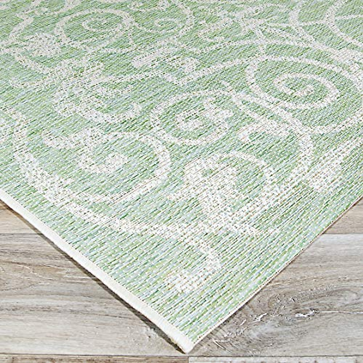 Couristan Monaco Summer Quay Indoor/Outdoor Area Rug, 3'9" x 5'5", Ivory/Light Green