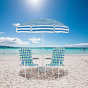 VINGLI Patio Lawn Webbed Folding Chairs Set of 2, Outdoor Beach Portable Camping Chair for Yard, Garden (Blue, Classic)