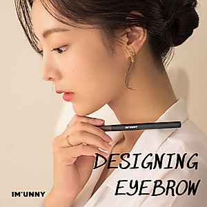 IM UNNY Designing Eyebrow Pencil with Brush (Brown), Waterproof, Ultra-Triangle Tip to draw Precise hair-like stroke, Longwearing, Soft texture with Natural colors for Daily look, Korean Makeup
