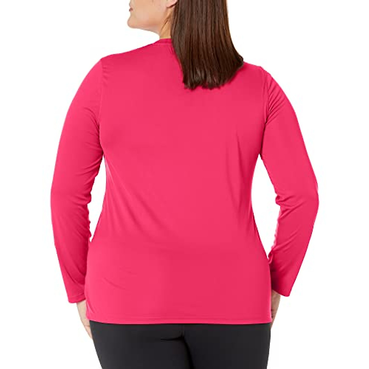 Just My Size Women's Plus Size Active Long Sleeve Cool Dri V-Neck Tee, pop Art Pink, 5X