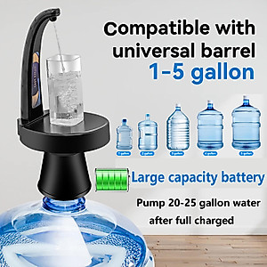Gravity Sensor Desktop Water Dispenser for 1-5 Gallon Bottle, Drinking Water Table Pump for 5 Gallon Jug, USB Charging Battery Powered Water Dispenser