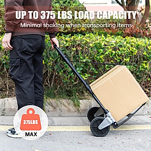 Nellyke Hand Truck Dolly Foldable,375LB Capacity Aluminum Folding Hand Cart,Heavy Duty Hand Truck Foldable Dolly with Swivel Handle,Folding Dolly Trolley with TPR Wheels for Moving