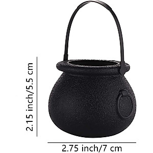 24 PCS Candy Kettle Black Novelty Cauldron Kettles with Handle for Halloween Trick or Treat Party Favors Mini Black Witch Cauldron