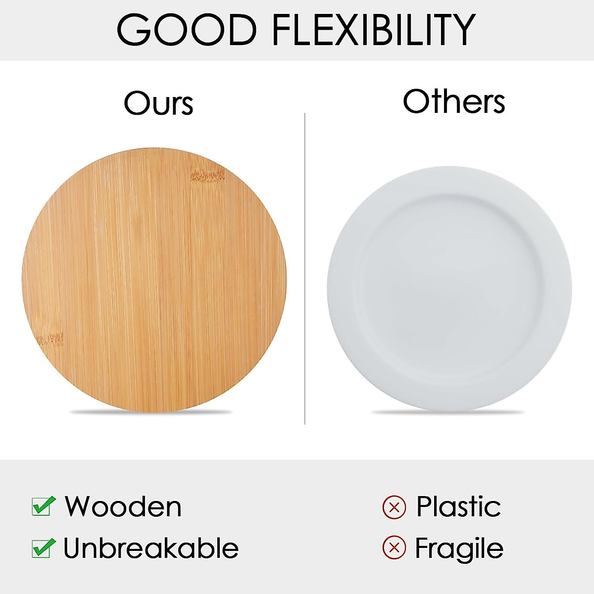 Wooden Replacement Lid Compatible with Pyrex Glass Bowls Round 2Cup，4 Cup，7Cup Round Storage Reusable Covers Compatible with Pyrex Container Durable Food Storage Lids（6 pack）