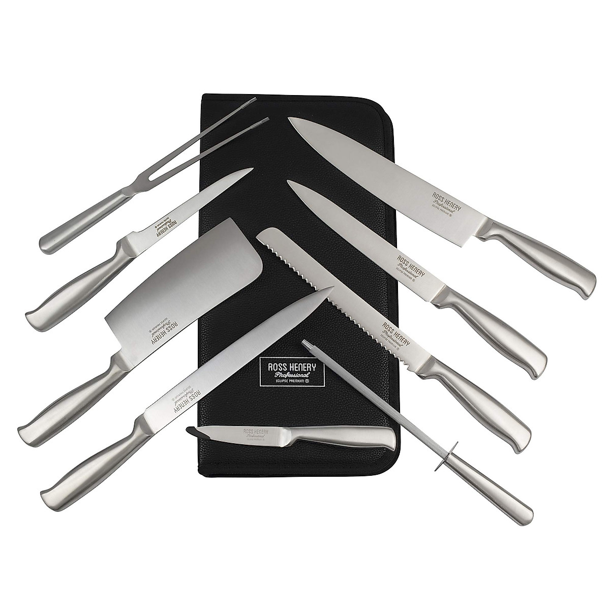 Ross Henery Professional 10 Piece Premium Stainless Steel Chef's Knife Set/Kitchen Knives in Case