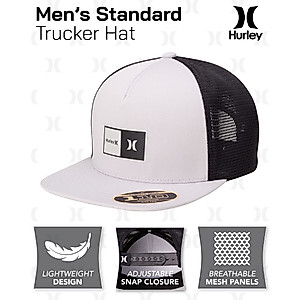 Hurley Mens Caps - Flat Brim Snapback Baseball Cap Standard Trucker Hats for Men, Size One Size, Wolf Grey