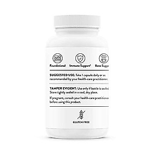 Thorne Vitamin D-10,000 - Vitamin D3 Supplement - 10,000 IU - Support Healthy Teeth, Bones, Muscles, Cardiovascular, and Immune Function - Gluten-Free, Dairy-Free, Soy-Free - 60 Capsules