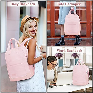 ZOMFELT Casual Laptop Backpack for Women, 15.6 inch Laptop Bag with USB Charging Port, Lightweight College Backpack for School, Daily Backpack Travel Work Backpack for Women, Men, Girls, Pink