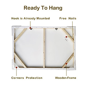 UTOP-art Coastal Cityscape Oil Painting Artwork: Italian Town Canvas Wall Art Mediterranean Style Street Painting for Living Room (45” x 30”)