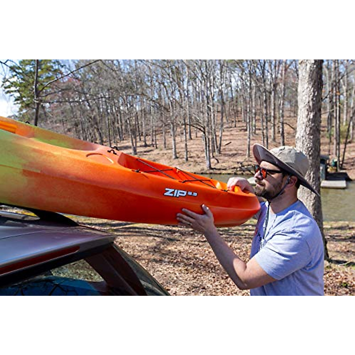 Perception Kayaks Zip 9.5 | Sit on Top Kayak | Stable and Fast | Multiple footrests | 9' 6" | Blaze