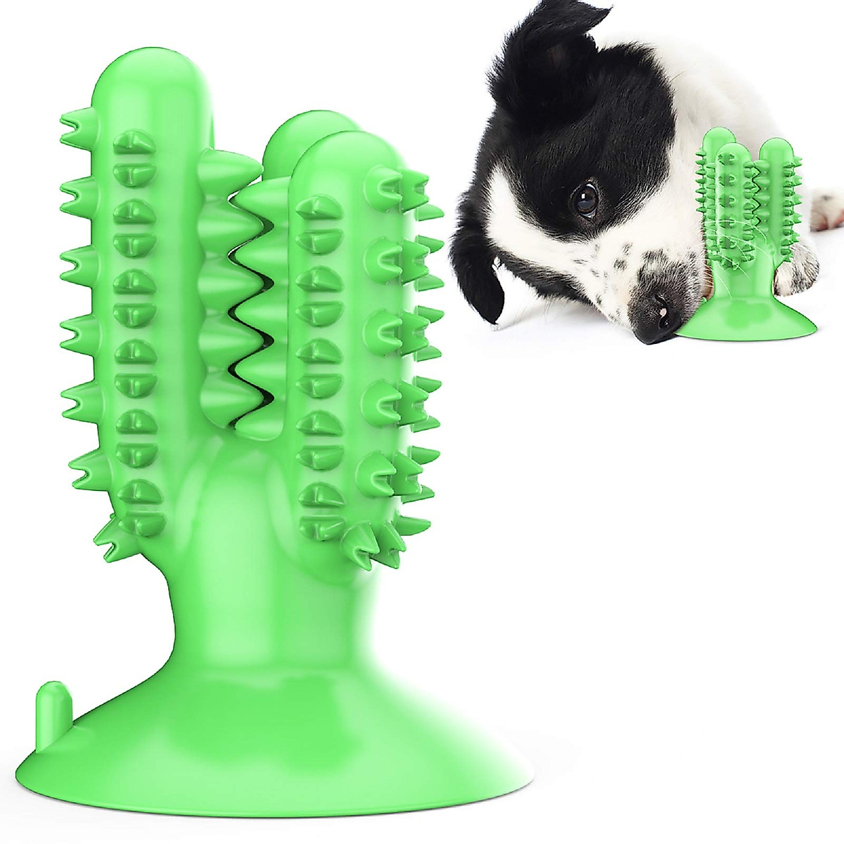 ASWER Dog Teeth Cleaning Toothbrush Durable Puppy Suction Cup Teething Chew Toy Tough Pet Dental Oral Care Brushing Sticks Safe Dogs Chewing Toys for Aggressive Chewers Small Medium Breed
