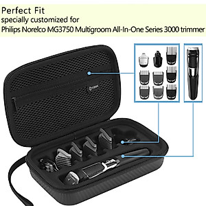 Tisnia Trimmer Case, for Philips Norelco Multigroomer All-in-One Trimmer, Series 3000 MG3750, Men's Grooming Kit, Hair Trimmer & Beard Trimmer & Hair Clipper and Attachments (Black Texture,Only Case)