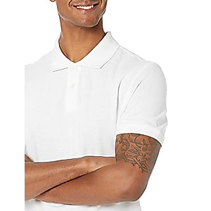 Amazon Essentials Men's Slim-Fit Cotton Pique Polo Shirt, White, Small