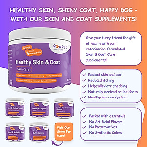 PawPuk Paws Skin Health Vitamins Supplements for Dogs, Radiant Skin & Coat, Reduced Itching Shedding, Healthy Immune System, Natural Antioxidants, EPA, DHA, Omega 3 Fatty Acids, 90 Soft Chews