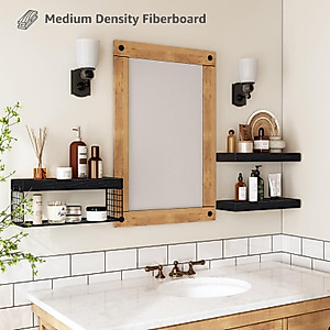 QEEIG Black Bathroom Shelves Over Toilet Wall Mounted Floating Shelves Farmhouse Shelf Toilet Paper Storage Small 16 inch Set of 3 (019-B3)