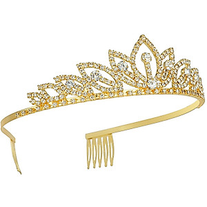 Wedding Tiara with Comb Bridal Shining Rhinestones Crystal Headband Pageant Princess Bridal Prom Decoration Party Wear Gold for Valentine's Day Mother's Day Christmas Gifts