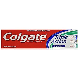 Colgate Fluoride Toothpaste, Triple Action, Original Mint, 8 Oz