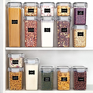 Cereal Container, Set of 4 Airtight Food Storage Containers 135.2oz Large, BPA Free Food Container Pantry for Kitchen Dry Food Storage & Pet Dog Food Storage Bins with Lids (24 Labels & 1 Marker)