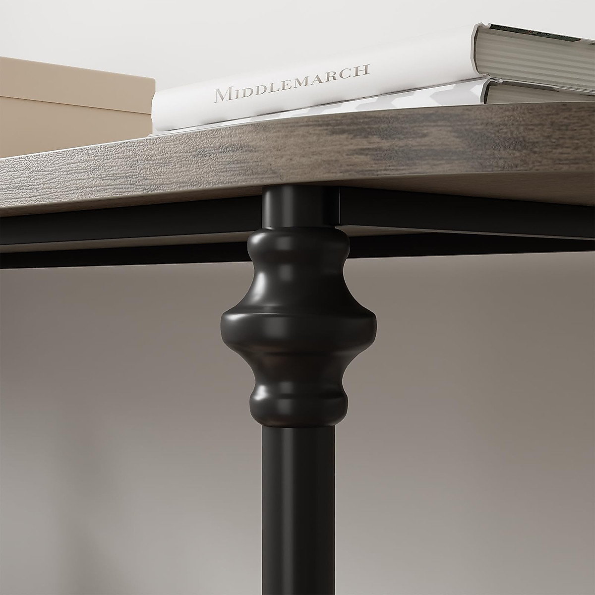 GarveeHome Entryway Table, 43.3" Long Console Table with Storage, 2 Tier Wood Console Table with Metal Frame and MDF, Sofa Tables Behind Couch, Hallway Table for Foyer-Grey