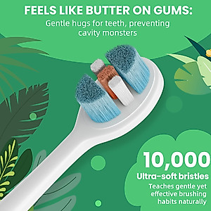 ZMRZ Kids Manual Toothbrush, Extra Soft Bristle Toddler Toothbrush with 10000 Bristles, Kids Travel Toothbrush Designed for Delicate Teeth & Gums for Children 2-7 Years (Green)