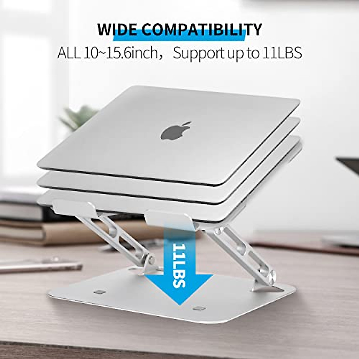 G-STORY Adjustable Laptop Stand, Portable Laptop Riser for 17.3inch Laptops, Adjustment Laptop Stand for Desk, Portable Laptop Riser Holds Up to 17.6lbs Laptop Riser for Notebook (Stand+Fan)