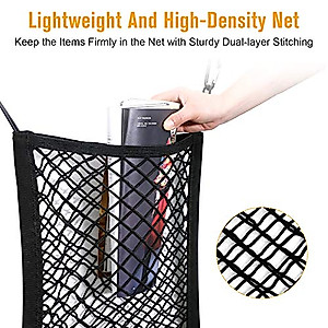rabbitgoo Dog Car Net Barrier, Pet Barrier with Metal Hooks & Stretchable Mesh, Car Divider & Storage Bag, SUVs -Easy Install, Drive Safely with Children & Pets