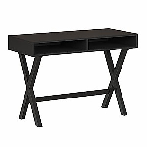 Merrick Lane Davisburg 42" Home Office Writing Desk with Open Front Storage Compartments in Black