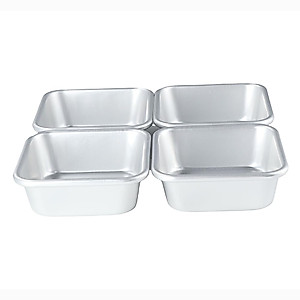 4Pcs 4 Inch Square Baking Cake Pan,Aluminum Alloy Nonstick Cake Mould One-piece Construction Baking Mould Bakeware Pan for Bread Sponge Cake