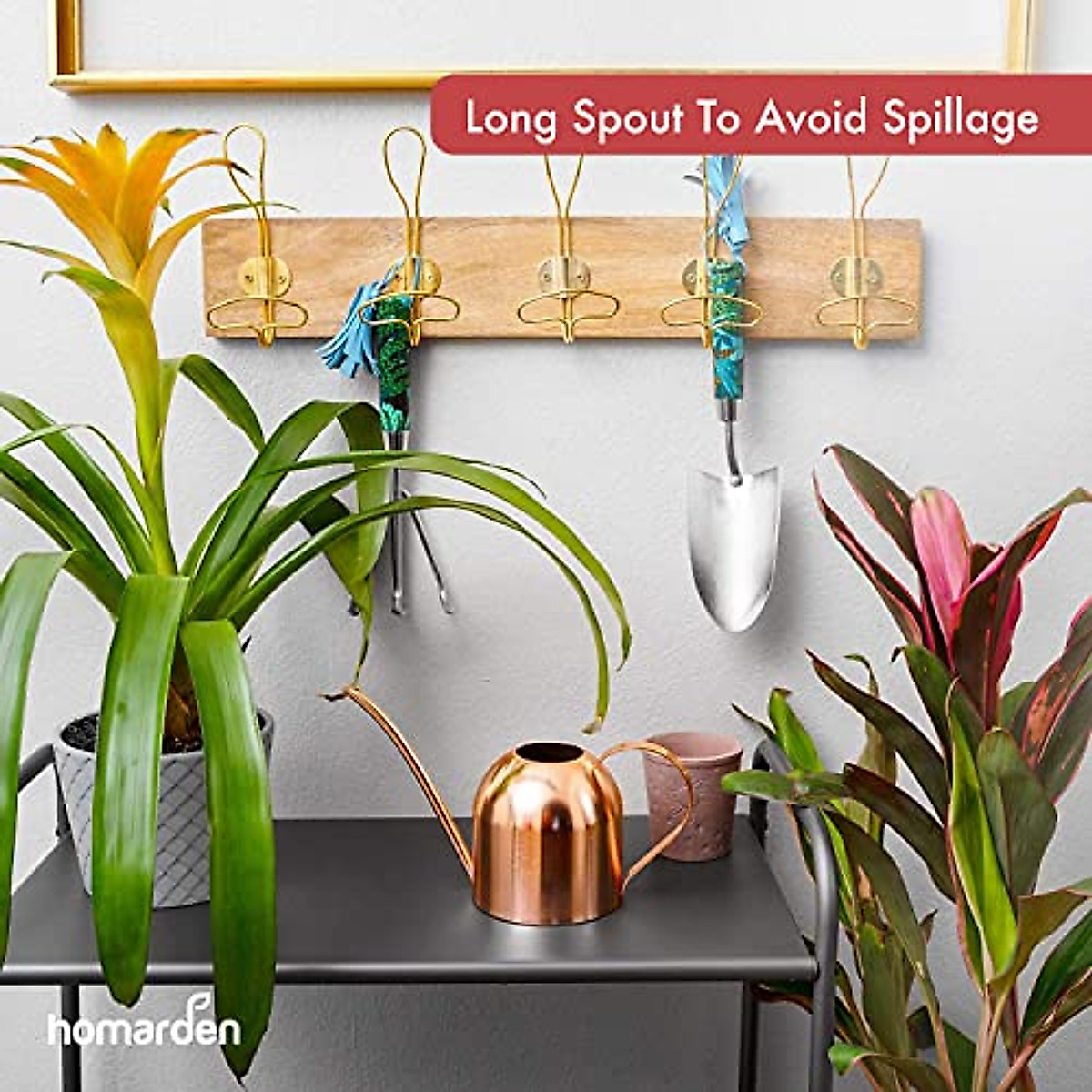 Homarden 30 oz. Copper Watering Can - Metal Watering Can with Long Spout, Watering Can for Outdoor and Indoor Plants - Mini Watering Can, Long Spout Water Can, Plant Watering Can, Small Watering Can