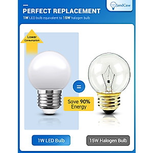 JandCase G40 Light Bulbs Replacement, Low Watt Light Bulbs, 15 Watt Light Bulbs Equivalent E26 Base, Non-dim, 1W 6000K LED Small Light Bulbs for Bathroom Vanity Porch Outdoor String Light Bulbs,6 Pack