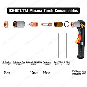 Plasma Cutting Electrode 212724 Tip 219682 Shield Cup 212736 for Miller ICE-100T/TM Cutter Torch 25pcs